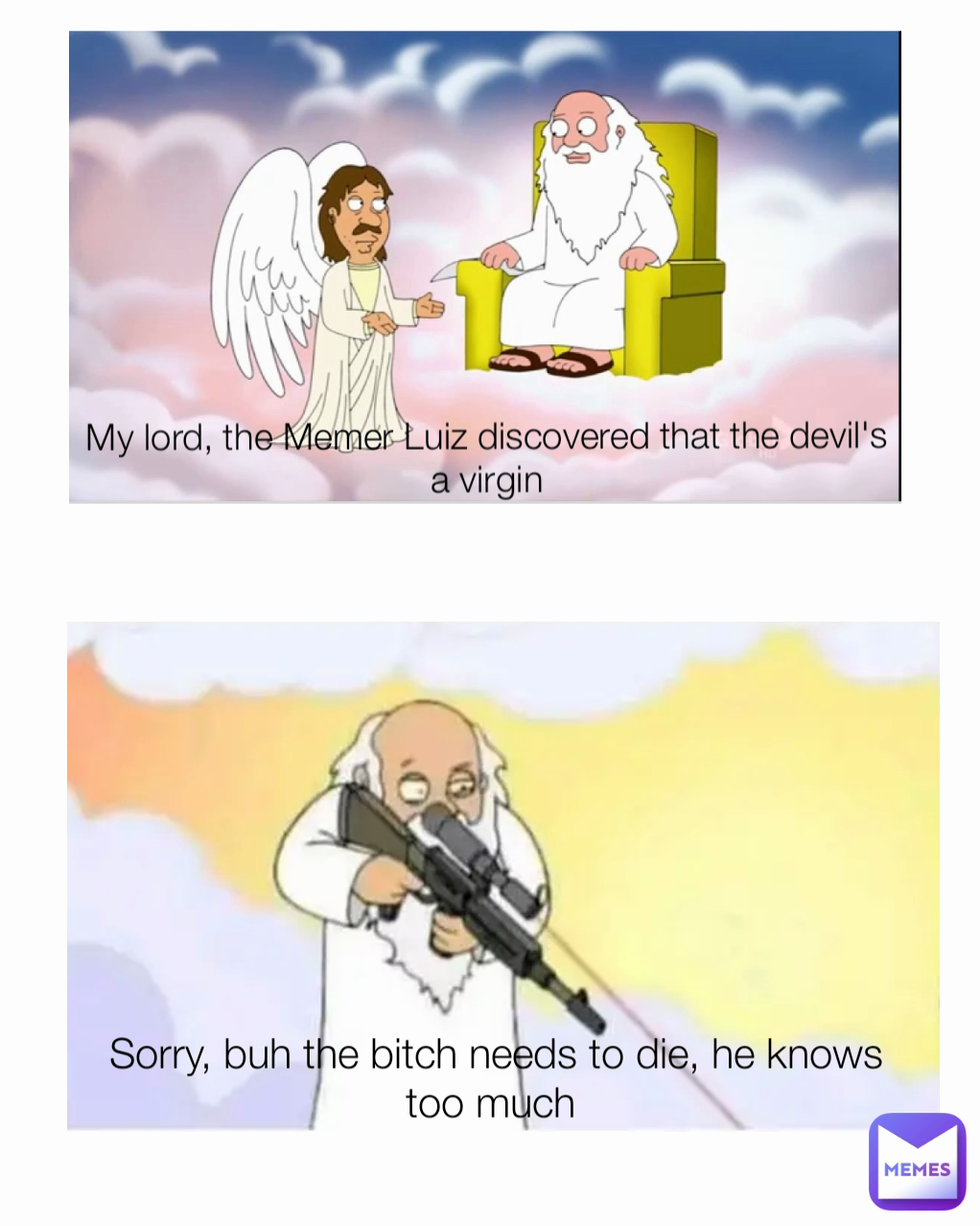 My lord, the Memer Luiz discovered that the devil's a virgin Type Text ...