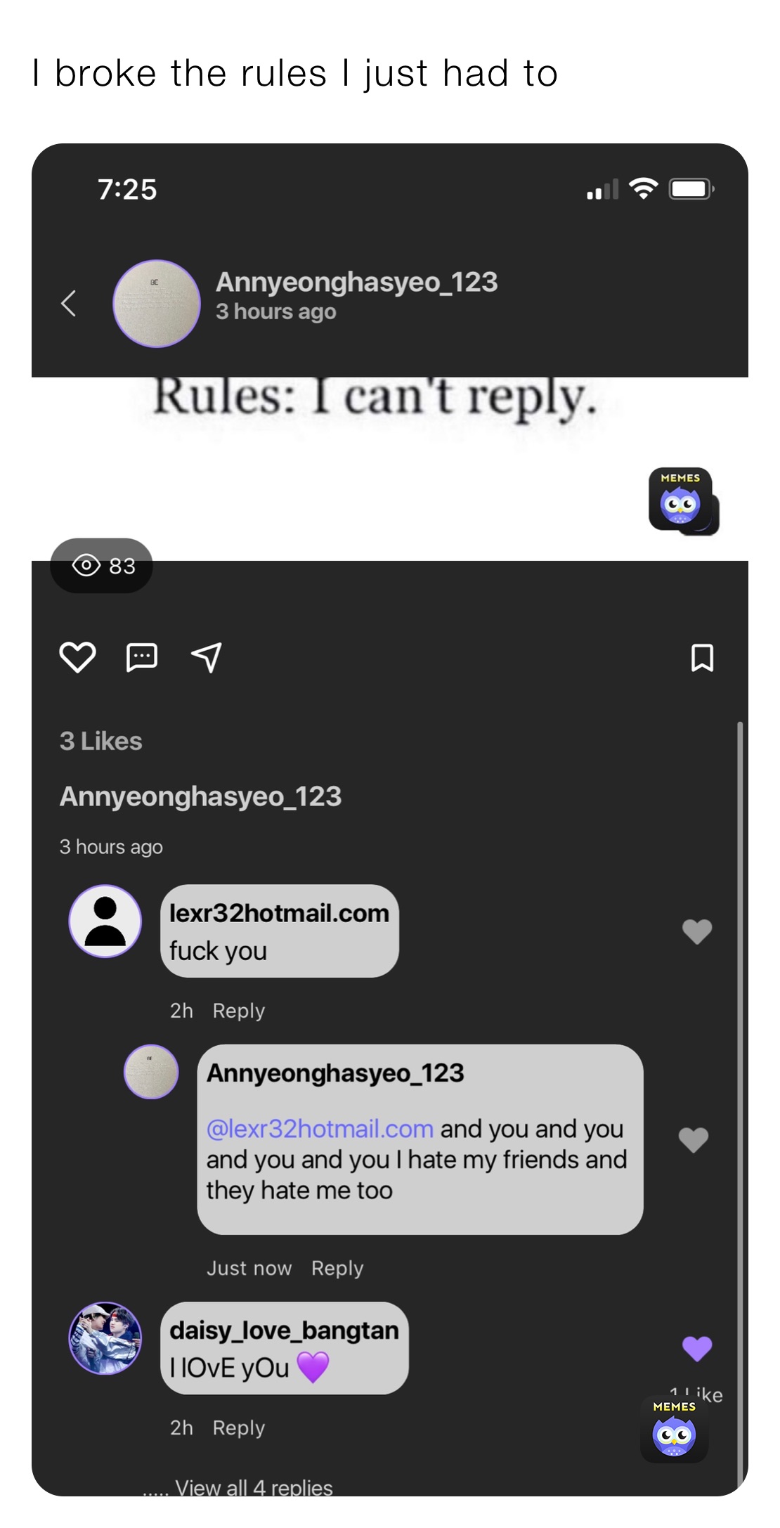 I broke the rules I just had to | @FnfAndKpopFan | Memes