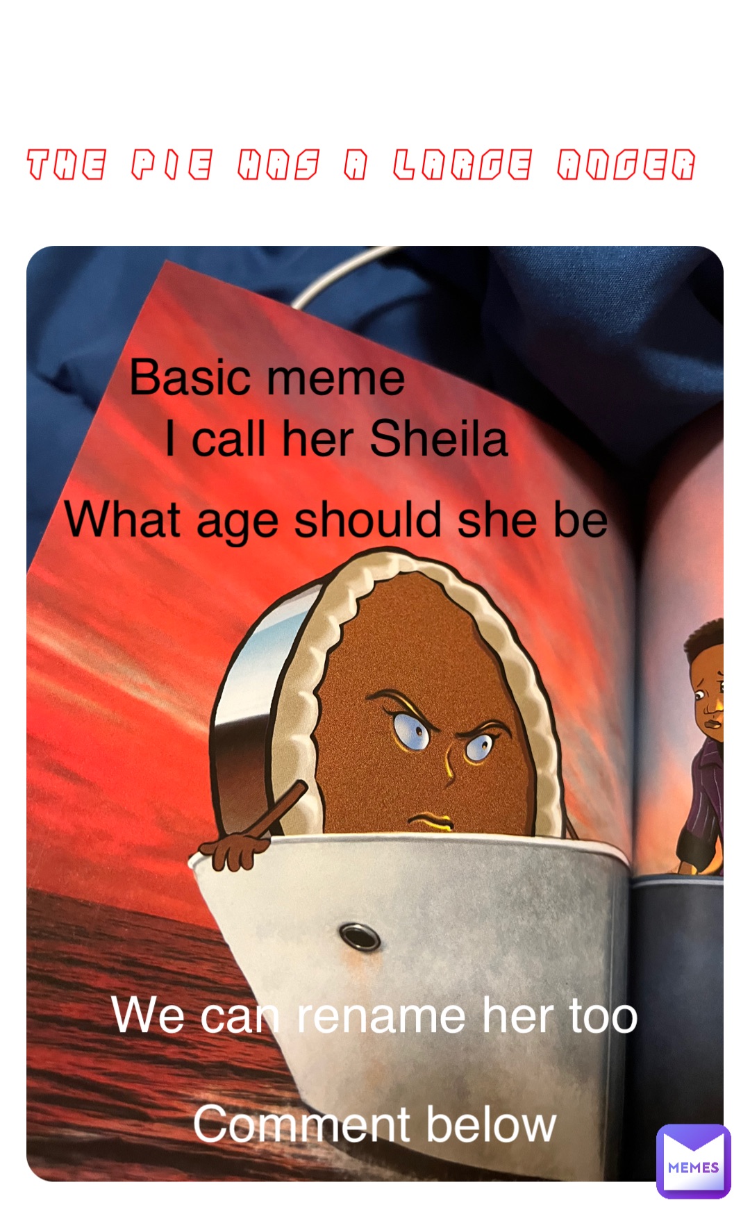 The pie has a large anger Basic meme I call her Sheila What age should ...