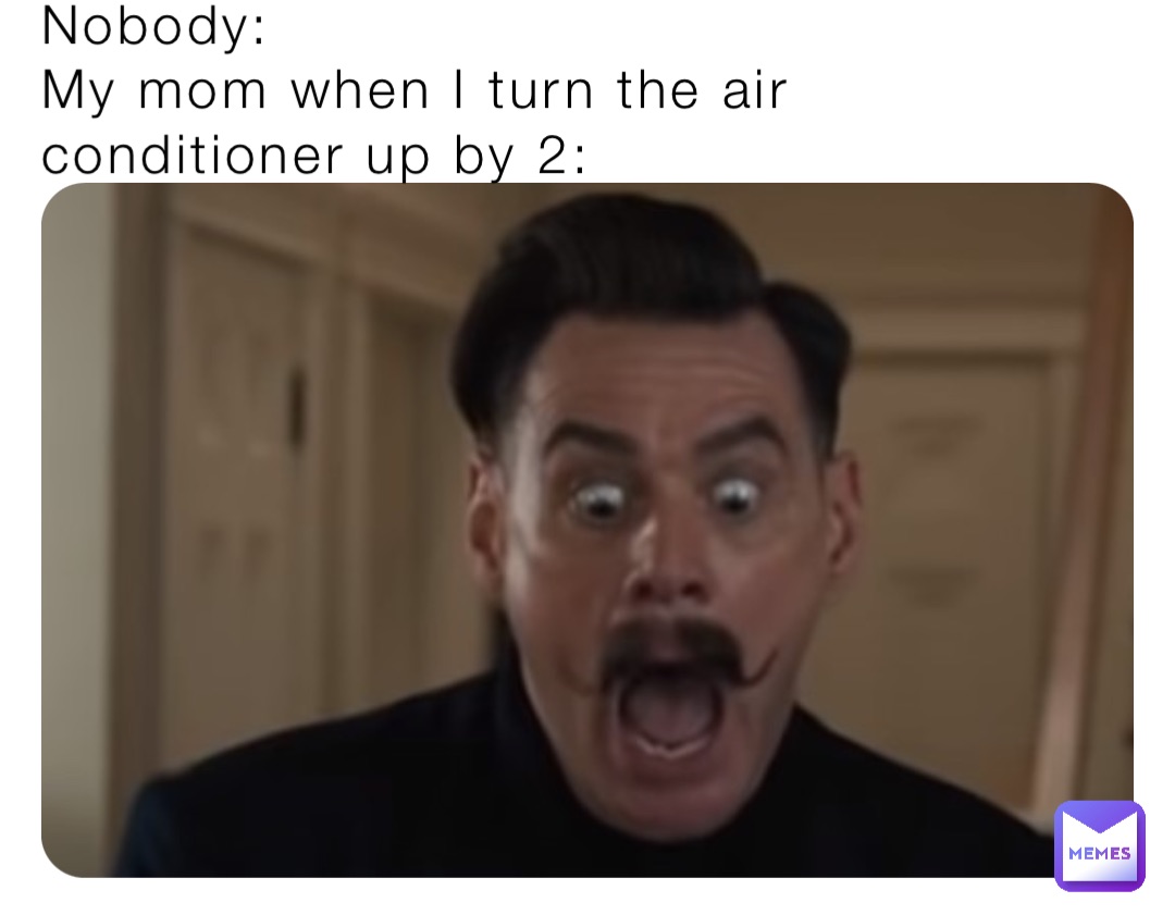 Nobody: My mom when I turn the air conditioner up by 2: | @OnlyOneMeme ...