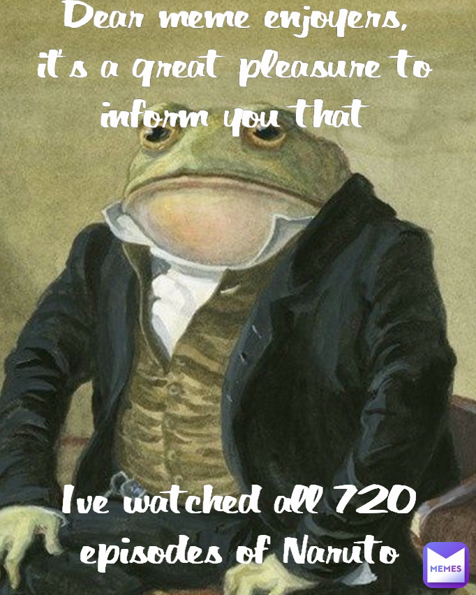 I've watched all 720 episodes of Naruto Dear meme enjoyers, it's a ...