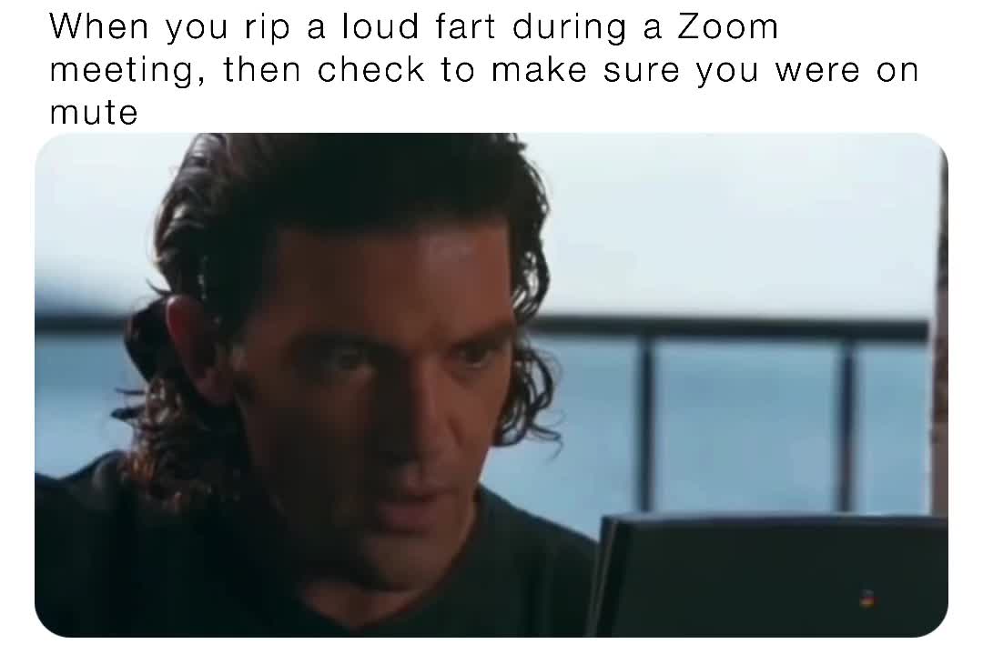 When you rip a loud fart during a Zoom meeting, then check to make sure ...