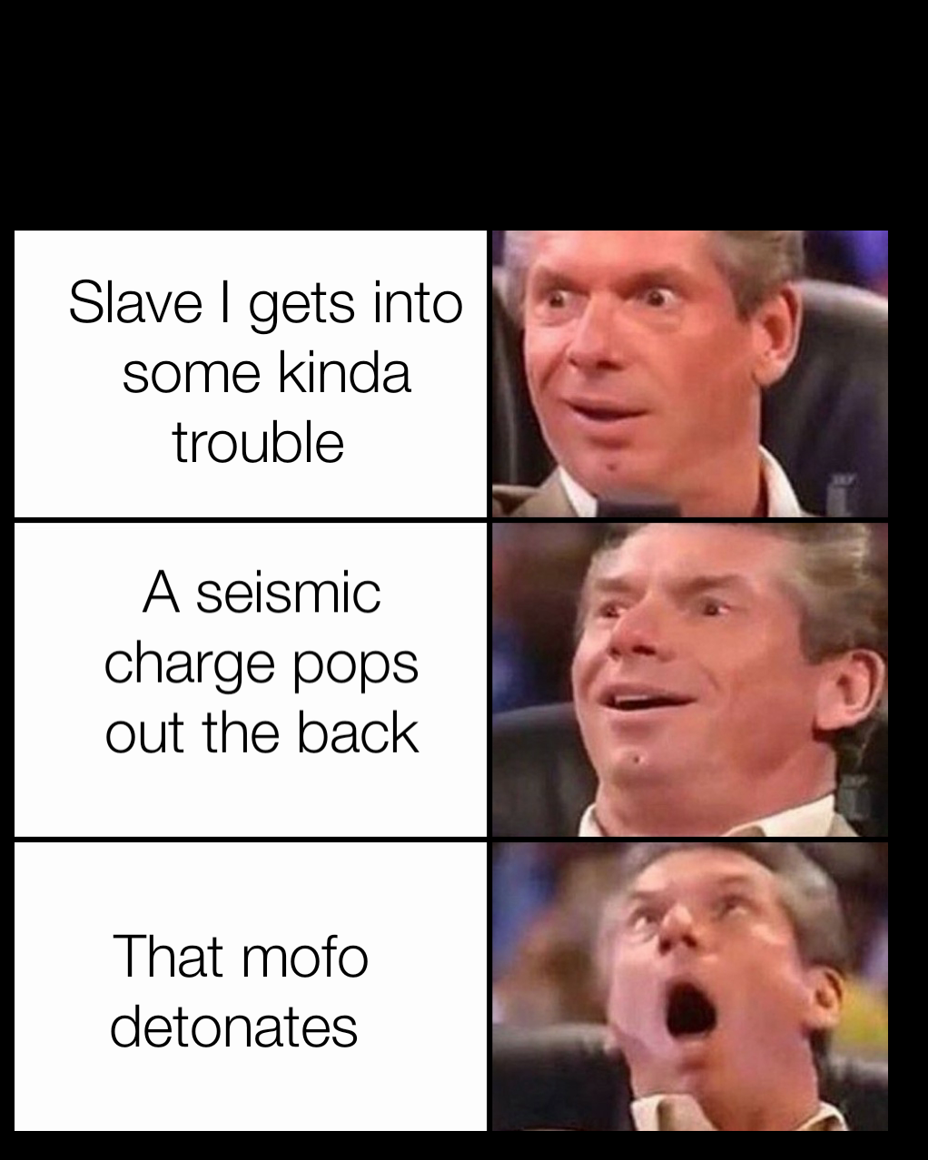 A seismic charge pops out the back Slave I gets into some kinda trouble ...