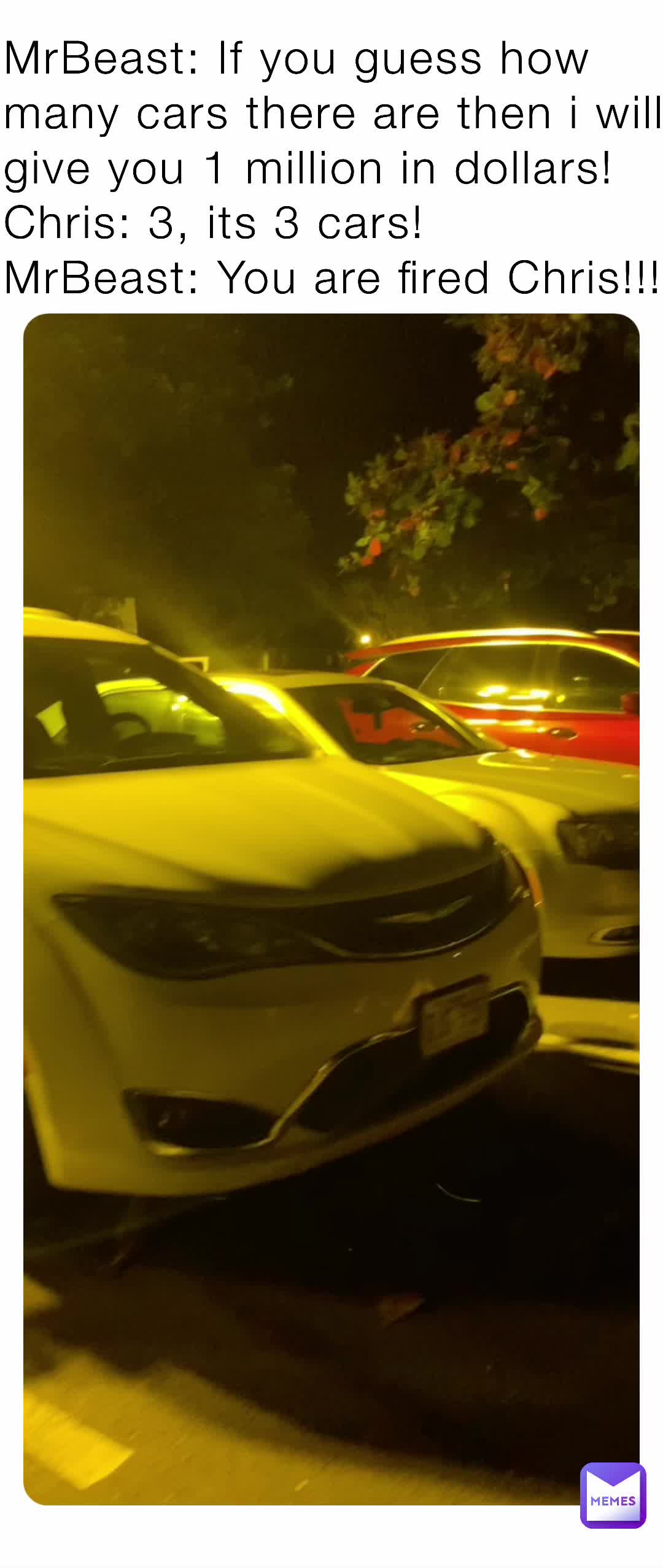 MrBeast: If you guess how many cars there are then i will give you 1 ...