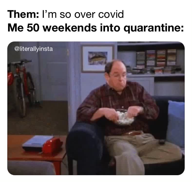 Them: I’m so over covid Me 50 weekends into quarantine: @literallyinsta ...