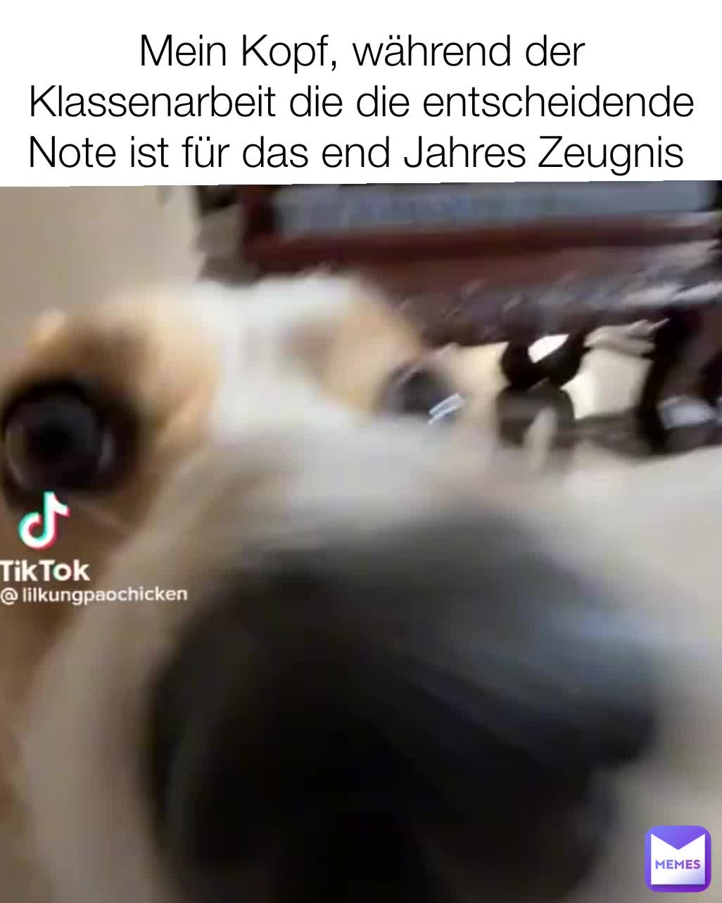 Mein Kopf, während der Klassenarbeit die die entscheidende Note ist für ...