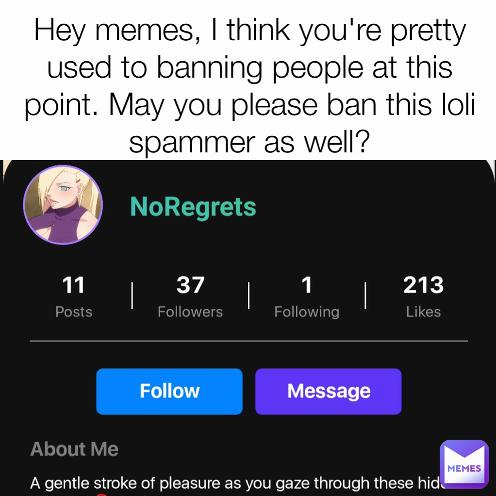 Hey memes, I think you're pretty used to banning people at this point ...