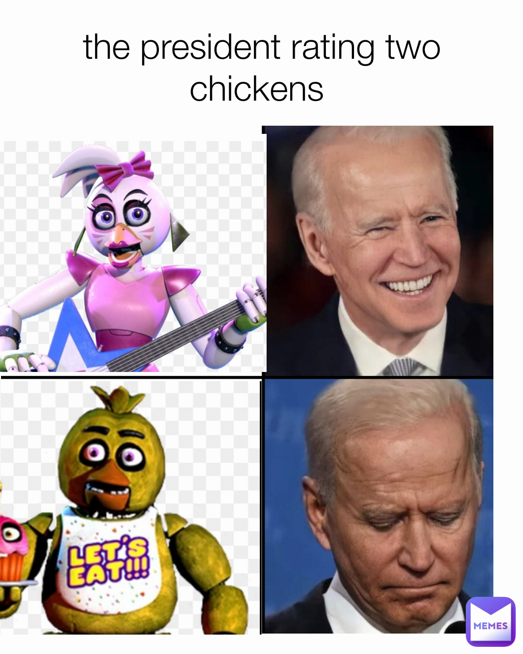 the president rating two chickens | @montyglamrock4 | Memes