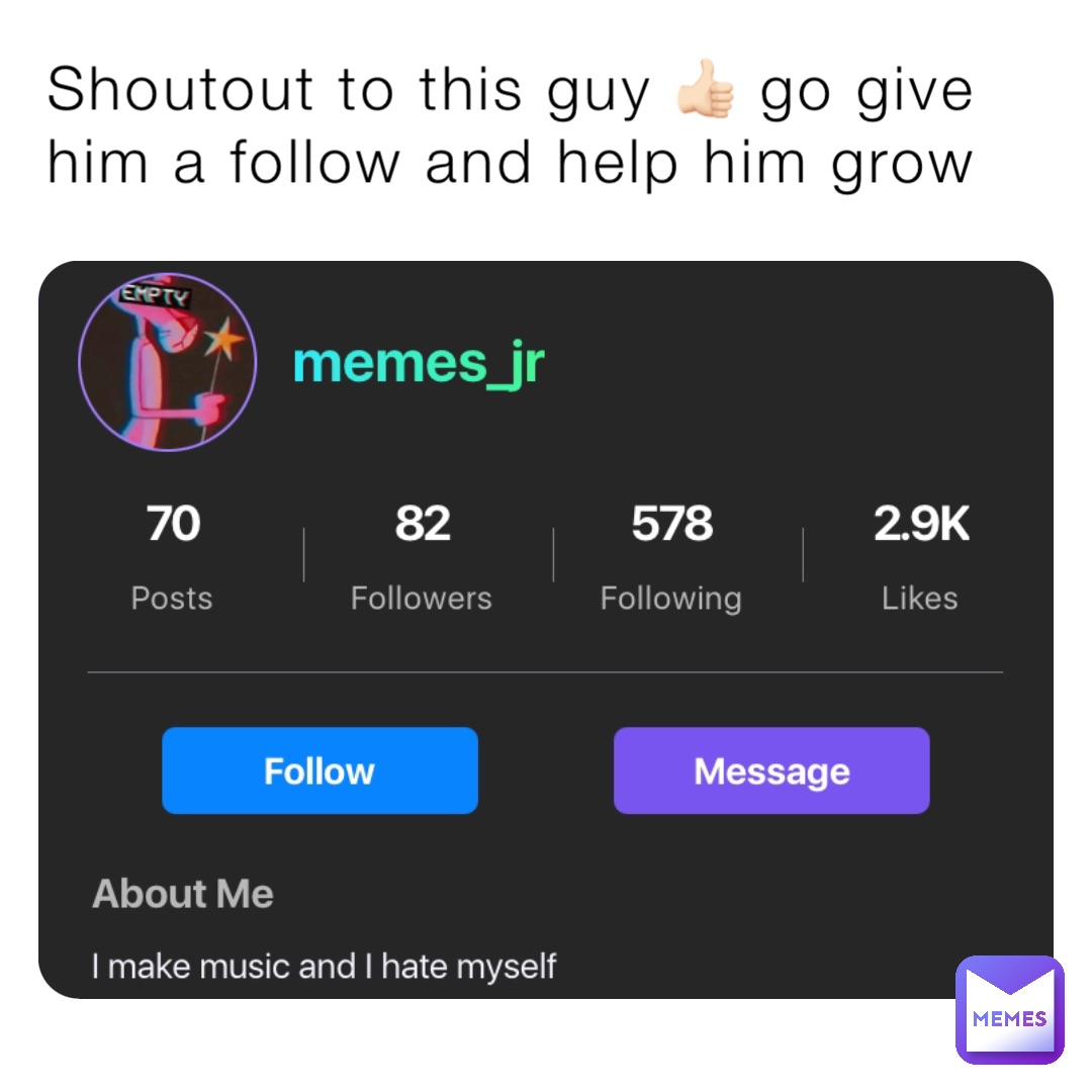 Shoutout to this guy 👍🏻 go give him a follow and help him grow ...