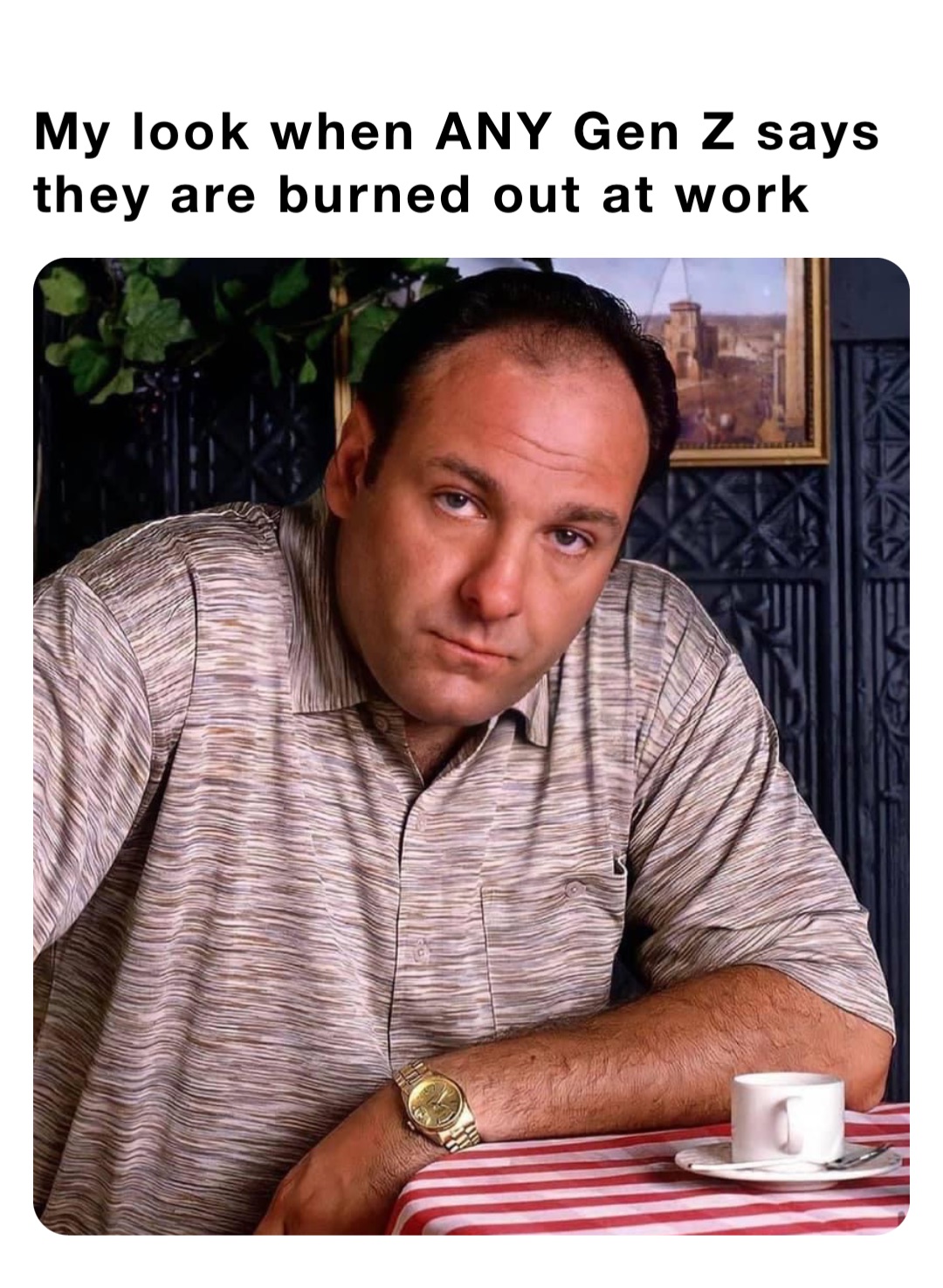My look when ANY Gen Z says they are burned out at work | @sig208 | Memes