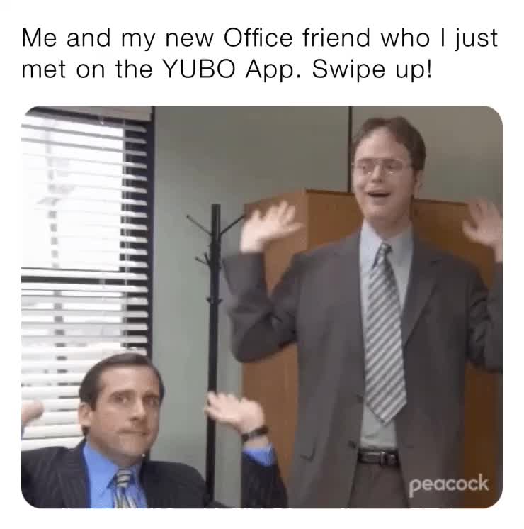 Me and my new Office friend who I just met on the YUBO App. Swipe up ...