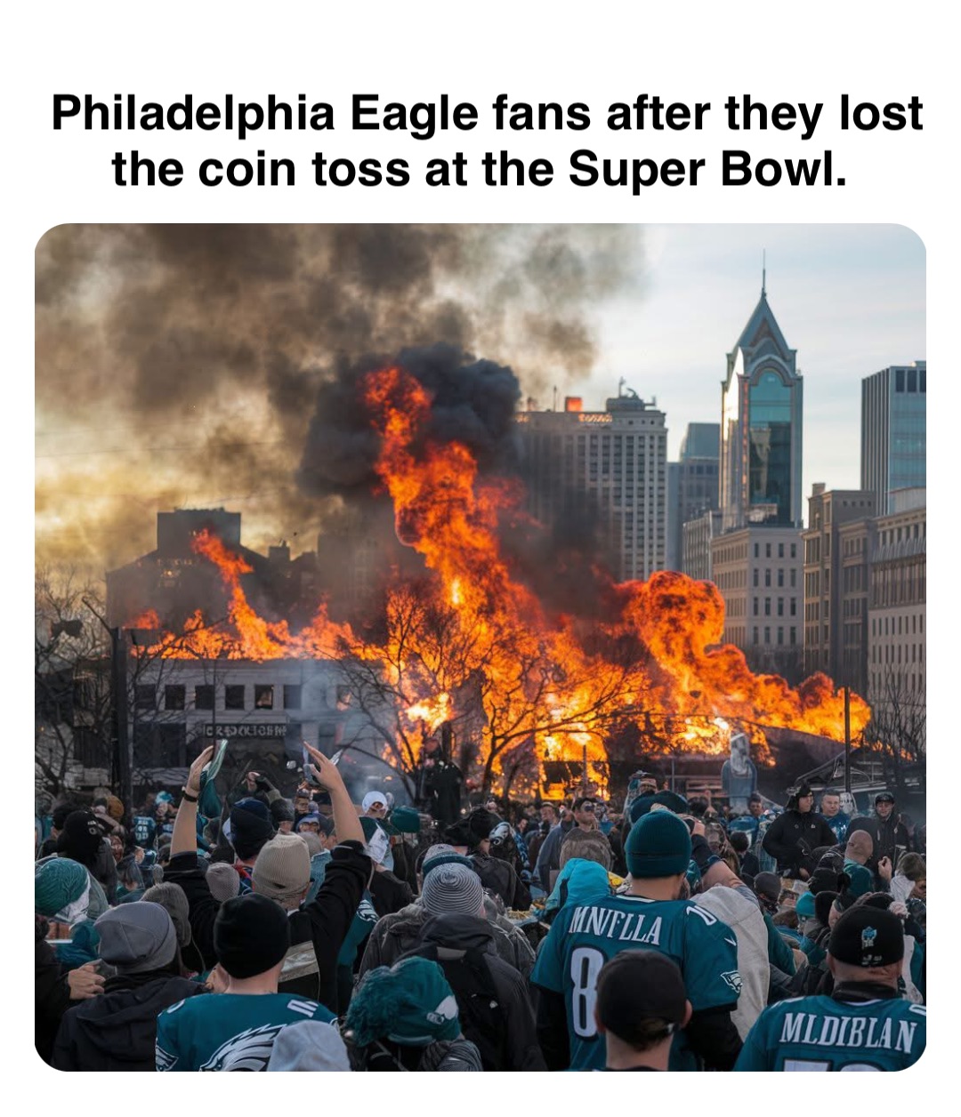 Double tap to edit Philadelphia Eagle fans after they lost the coin toss at the Super Bowl ...