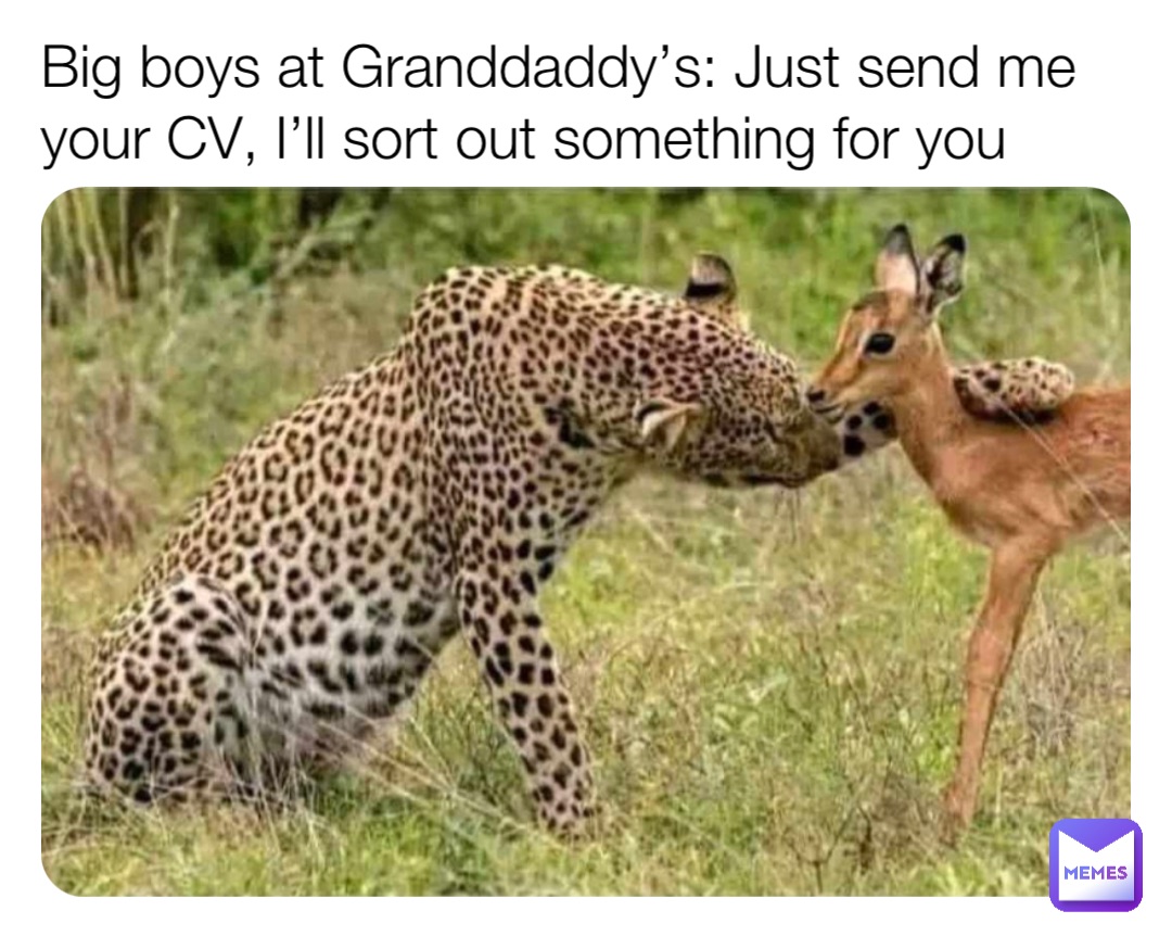 Big boys at Granddaddy’s: Just send me your CV, I’ll sort out something ...