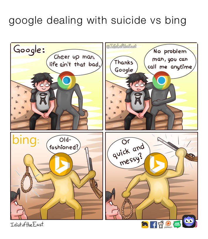 google dealing with suicide vs bing | @mrs_june | Memes
