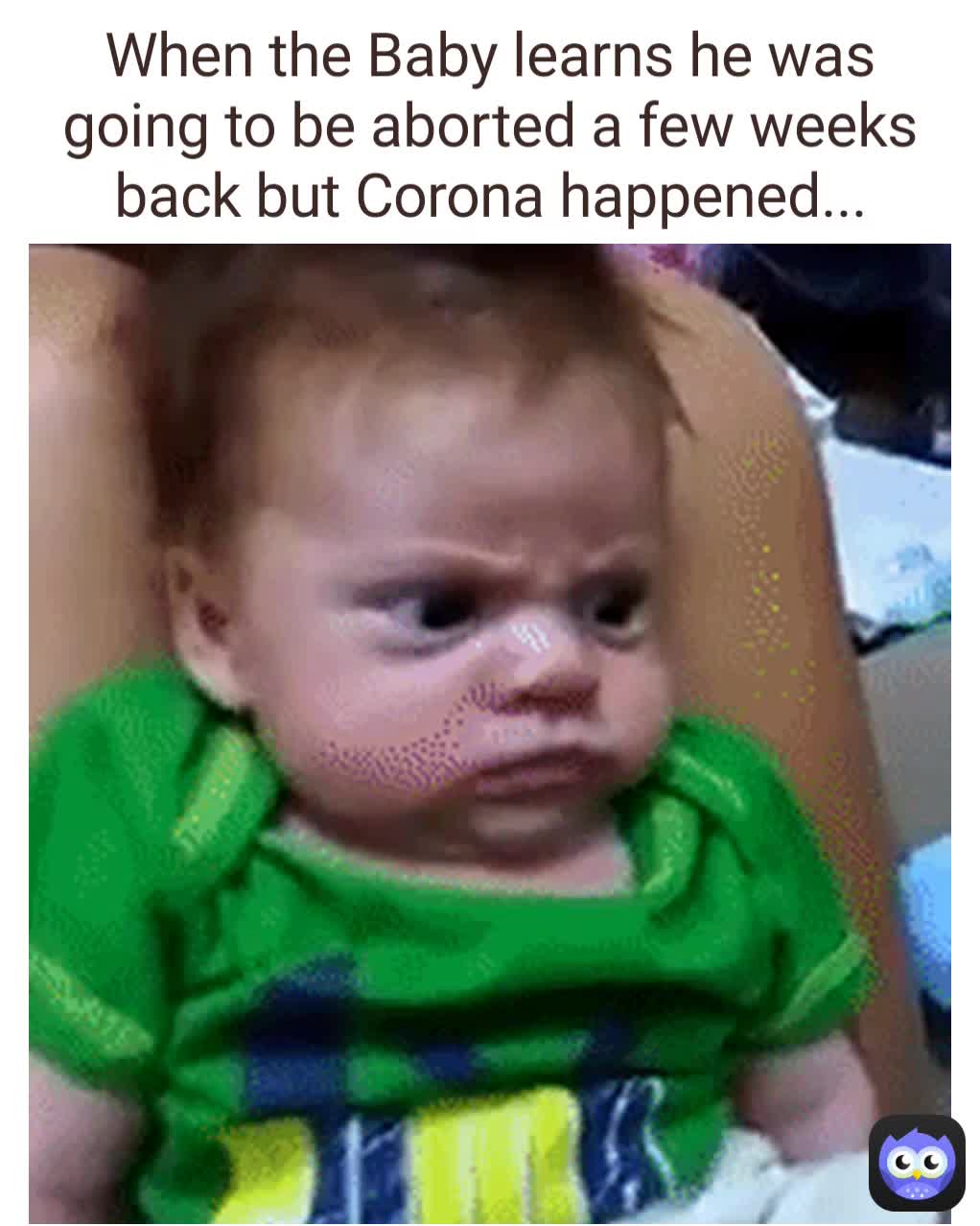 When the Baby learns he was going to be aborted a few weeks back but ...