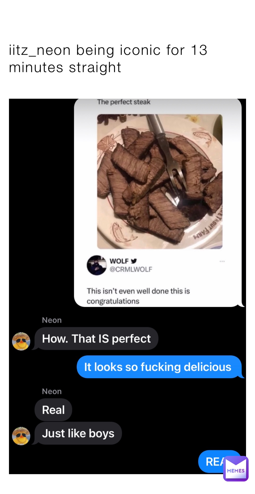 iitz_neon being iconic for 13 minutes straight | @NeonsHere | Memes
