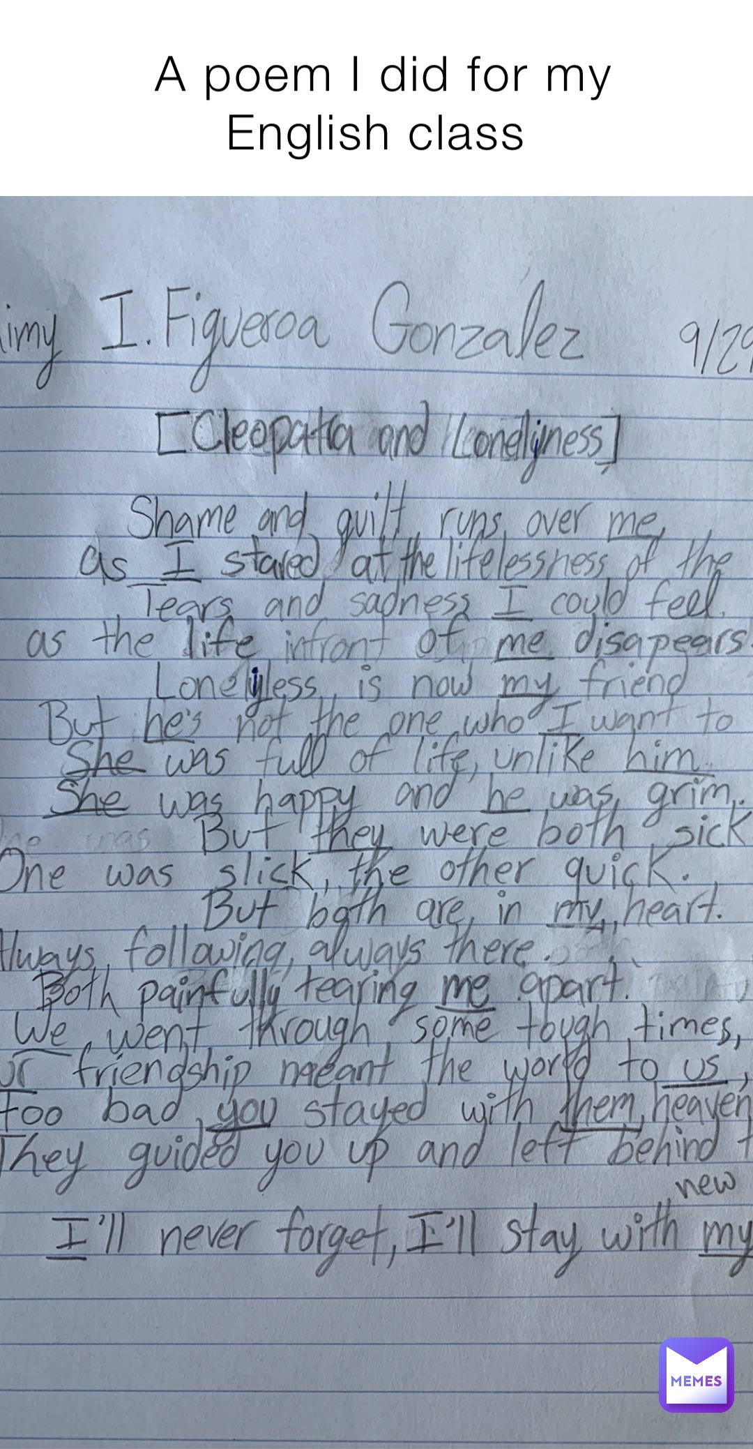 A Poem I Did For My English Class TheTwinTigers Memes