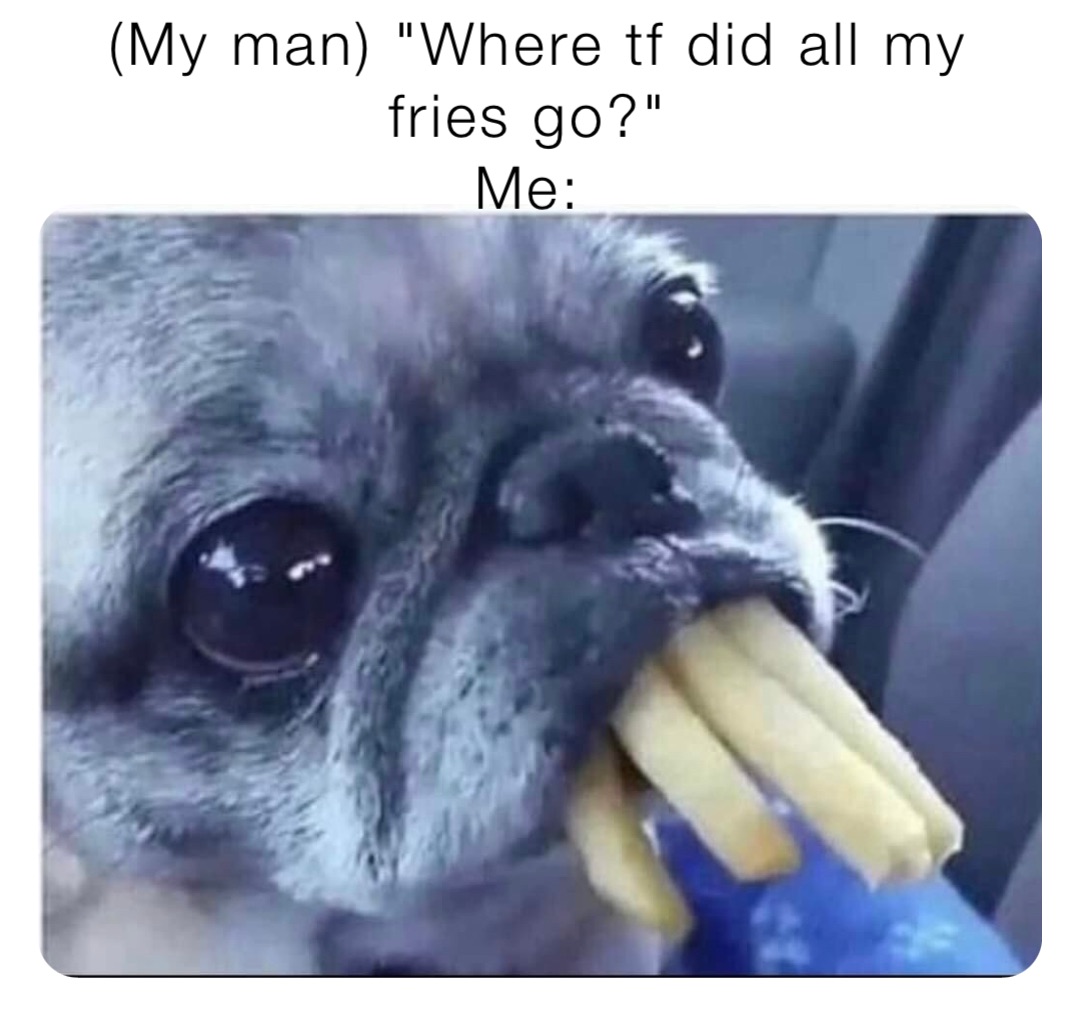 (My man) "Where tf did all my fries go?" Me: | @lizsag27 | Memes