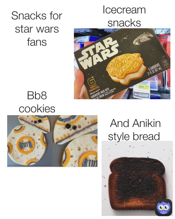 Icecream snacks Bb8 cookies And Anikin style bread Snacks for star wars ...