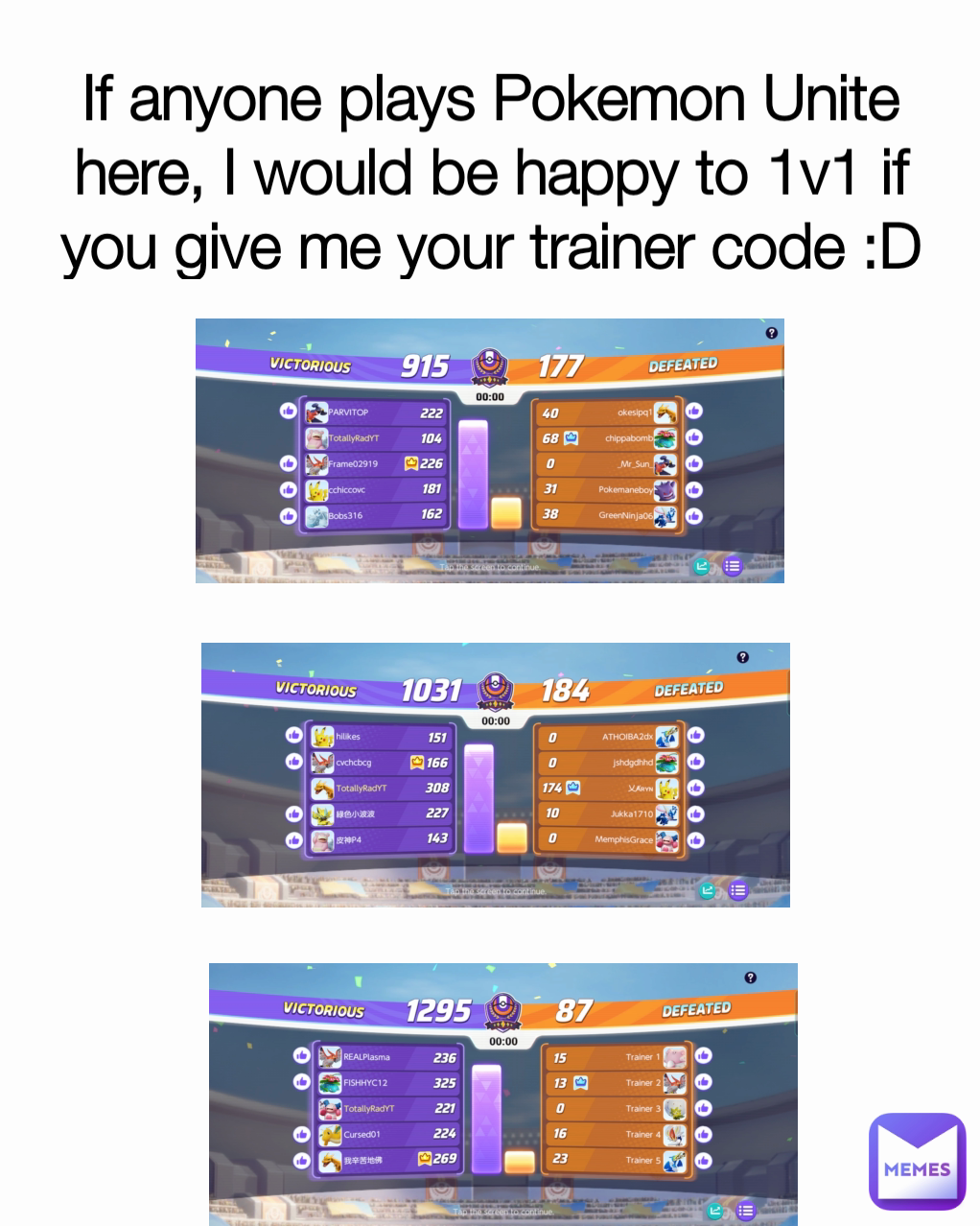 If anyone plays Pokemon Unite here, I would be happy to 1v1 if you give ...