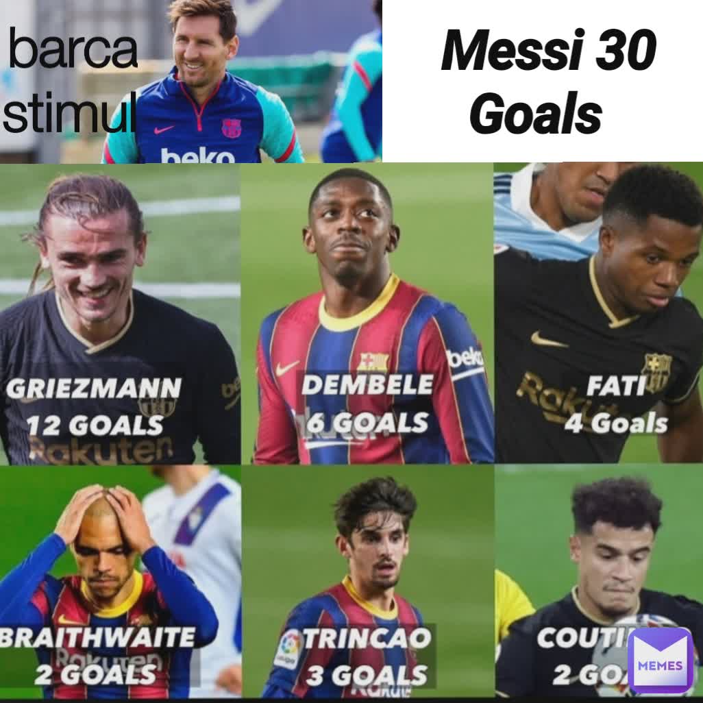 Messi 30 Goals barca stimulators | @benny1024 | Memes