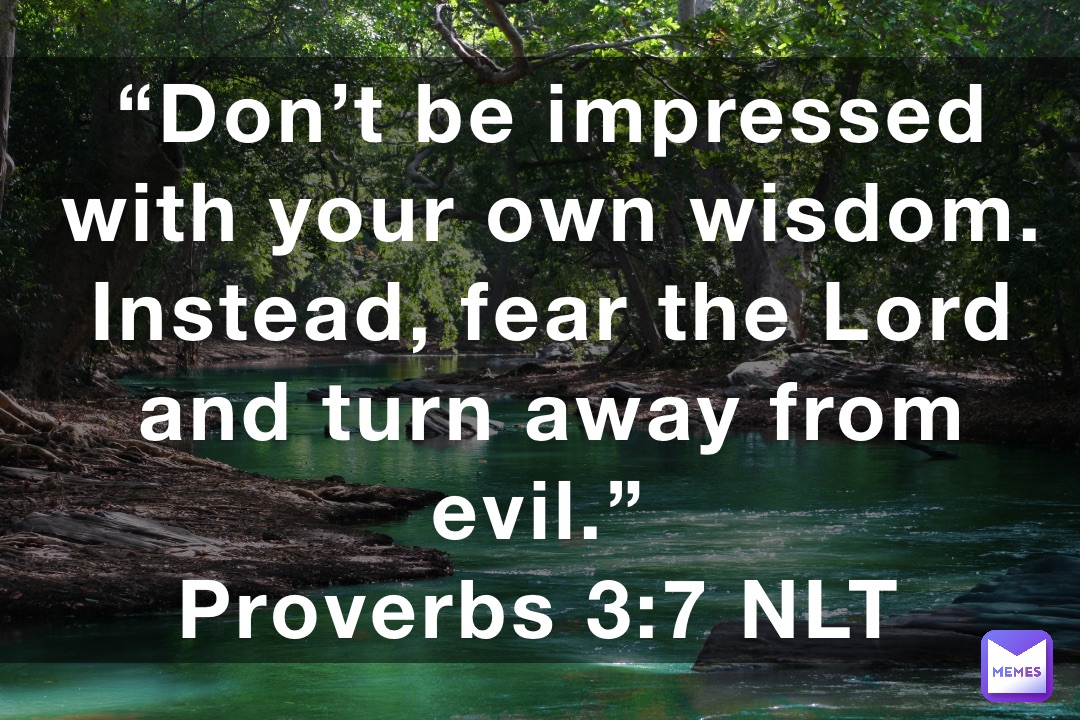 Don t Be Impressed With Your Own Wisdom Instead Fear The Lord And Don t Be Impressed With Your Own Wisdom Instead Fear The Lord And