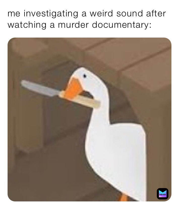 me investigating a weird sound after watching a murder documentary ...