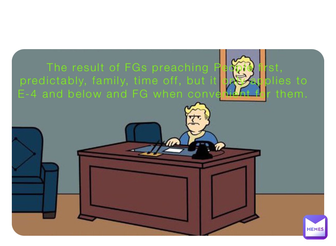 The result of FGs preaching People first, predictably, family, time off ...