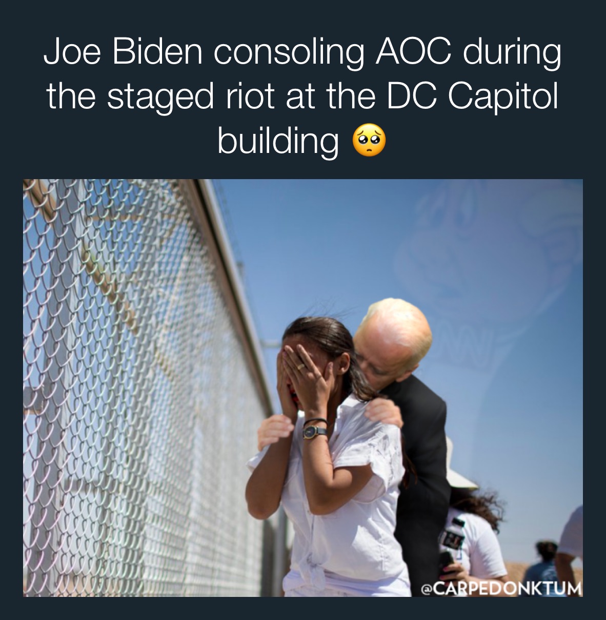 Joe Biden consoling AOC during the staged riot at the DC Capitol ...