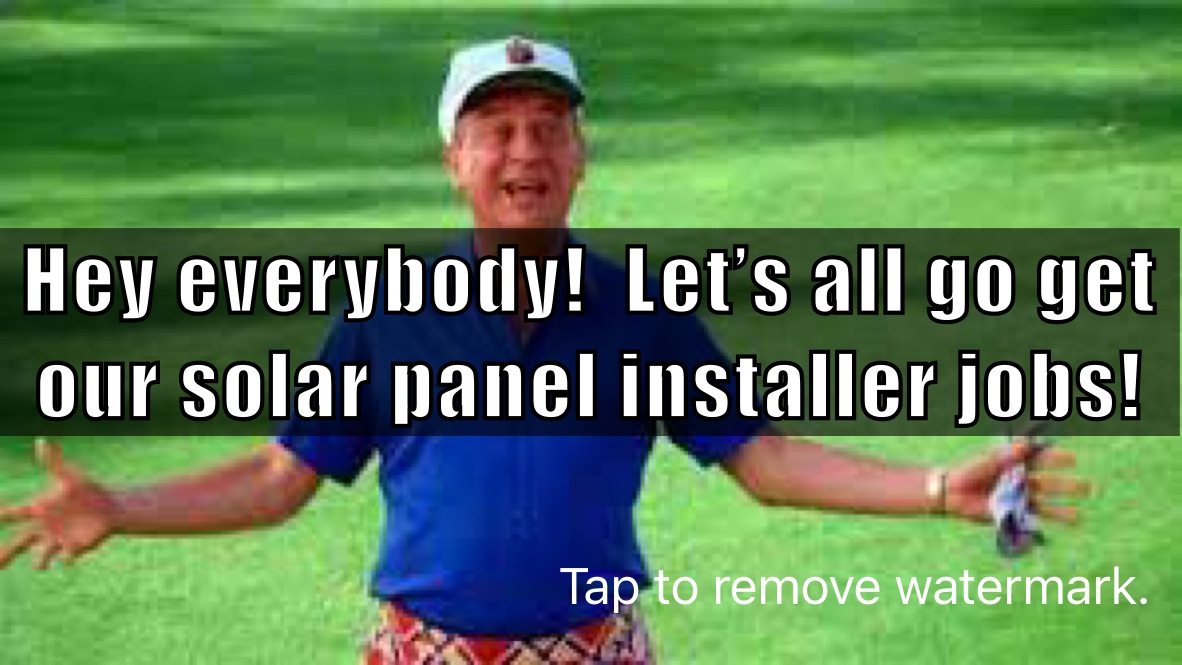 Hey everybody! Let’s all go get our solar panel installer jobs ...