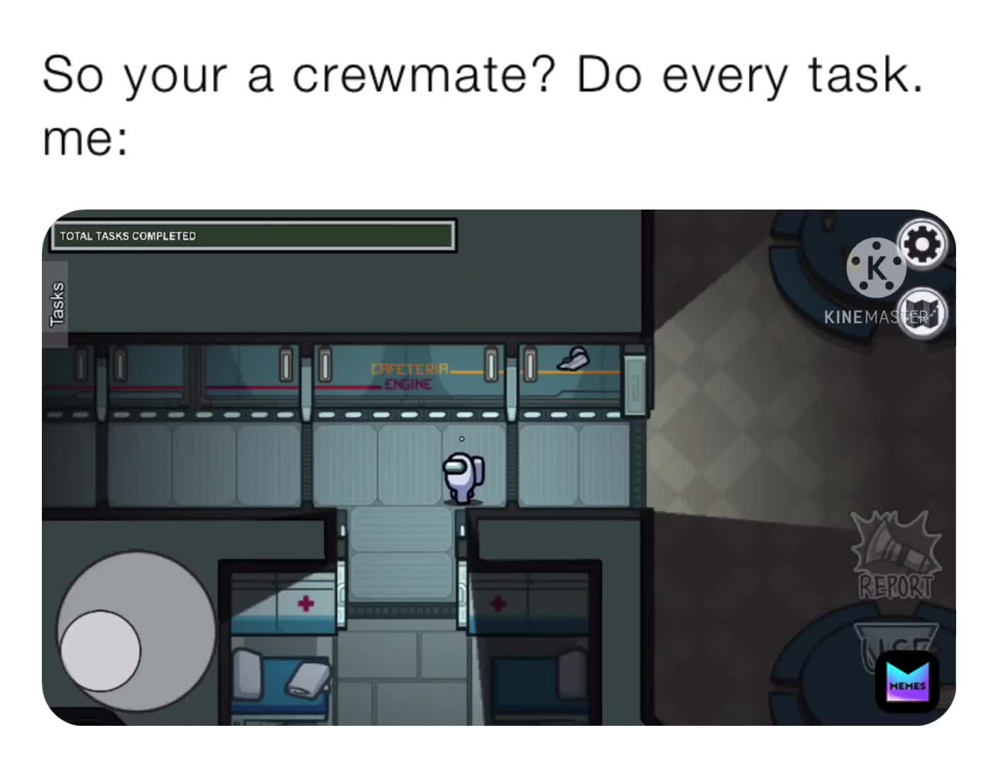 So your a crewmate? Do every task. me: | @imaappleyes | Memes