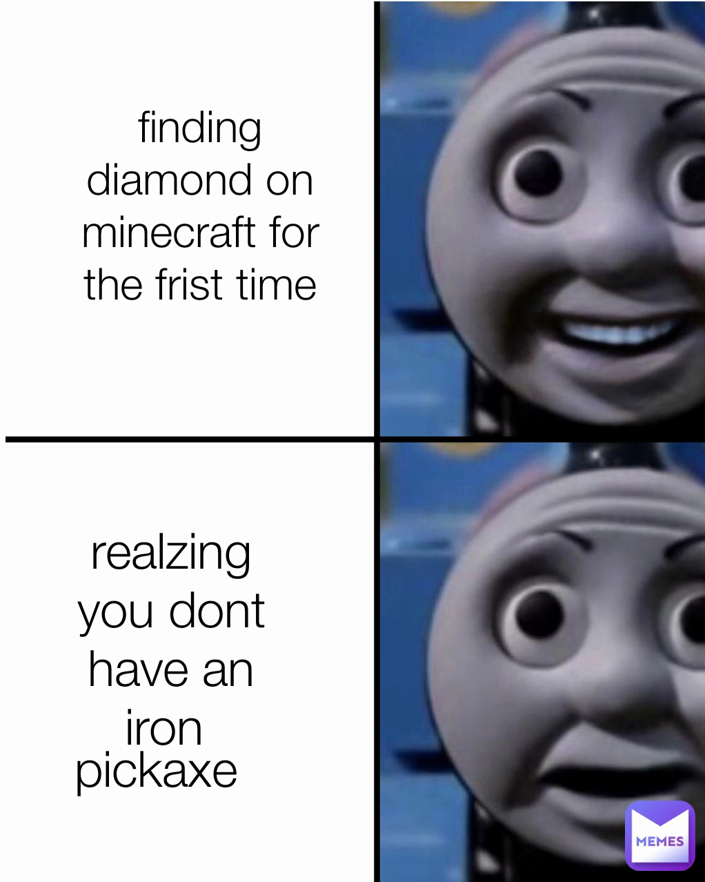 pickaxe realzing you dont have an iron pickaxe finding diamond on ...