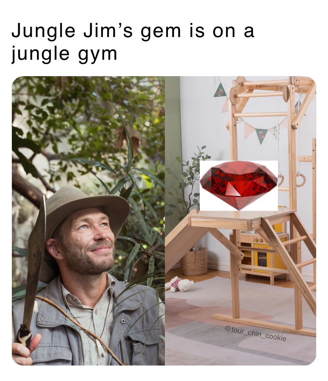 Jungle Jim’s gem is on a jungle gym | @Four_Chin_Cookie | Memes