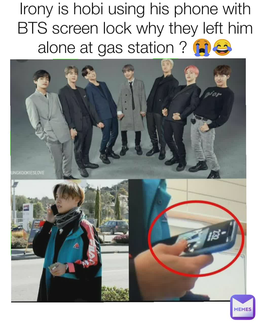 Irony is hobi using his phone with BTS screen lock why they left him ...