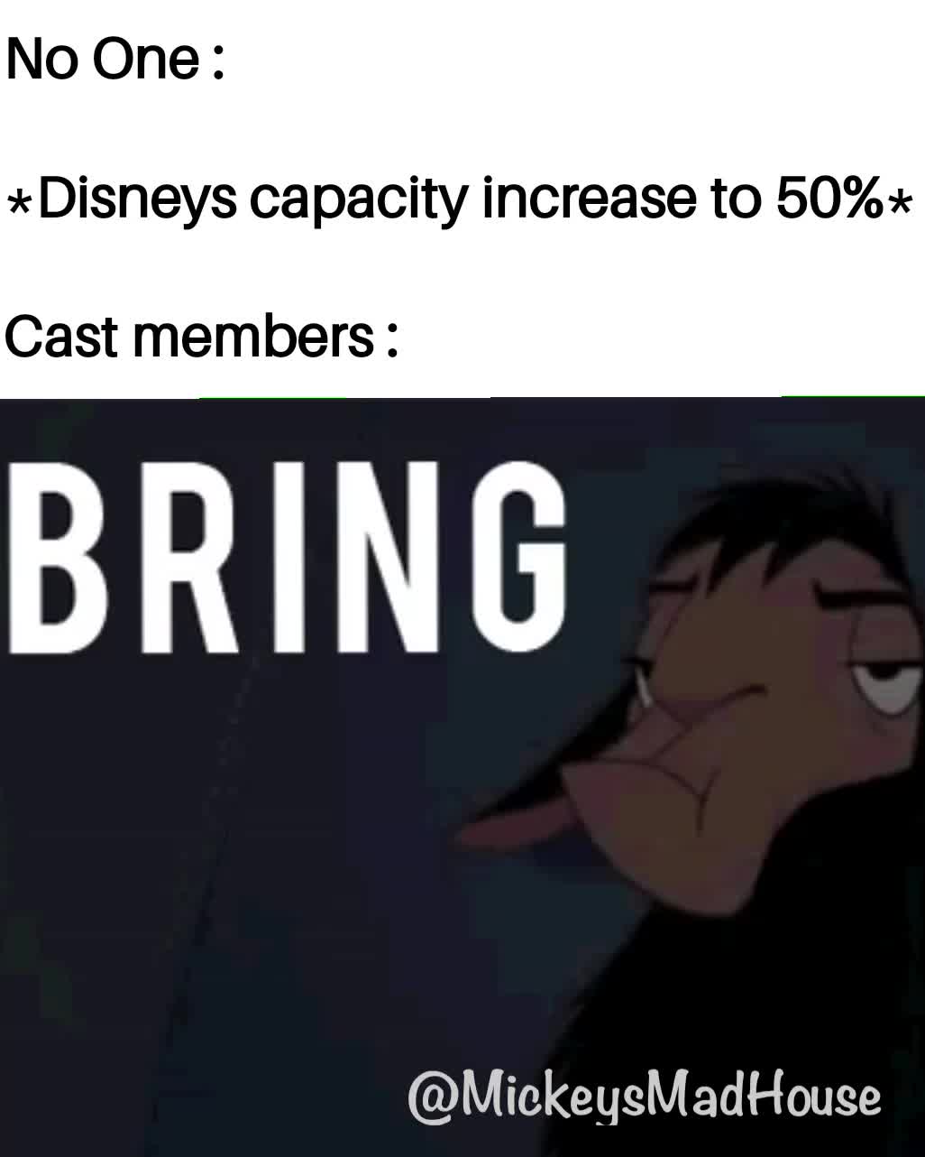 No One : *Disneys capacity increase to 50%* Cast members ...
