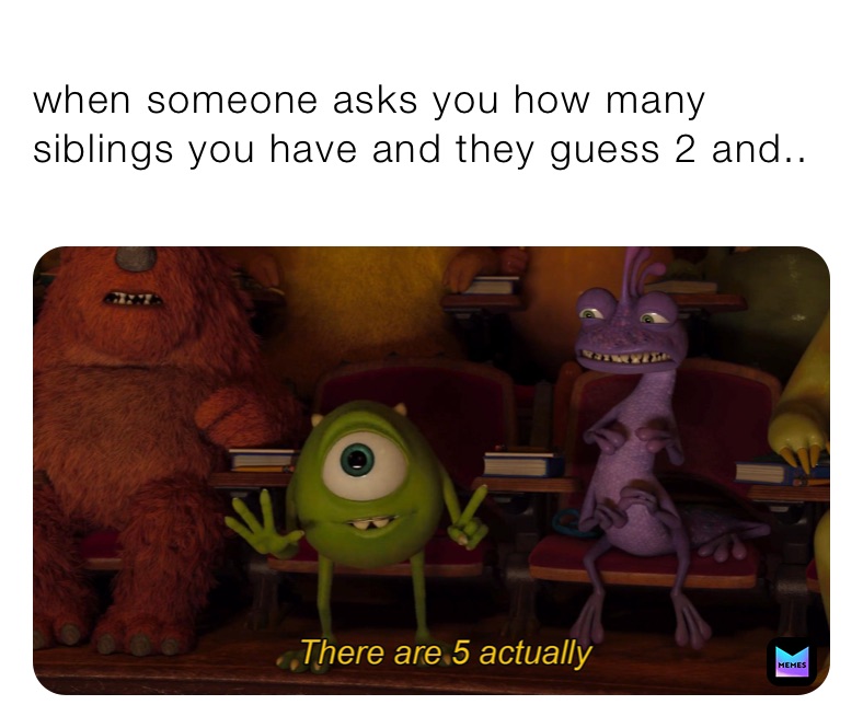 when someone asks you how many siblings you have and they guess 2 and ...