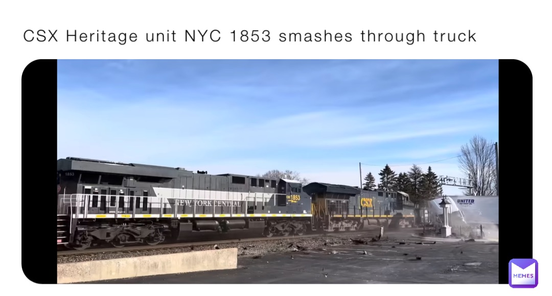 CSX Heritage unit NYC 1853 smashes through truck | @That_Trucking_Guy ...