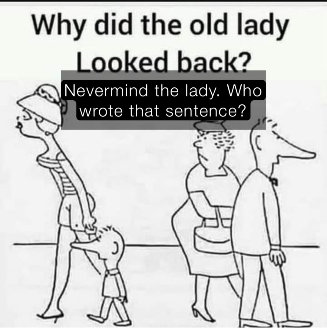 Nevermind the lady. Who wrote that sentence? | @dylanpollard95 | Memes