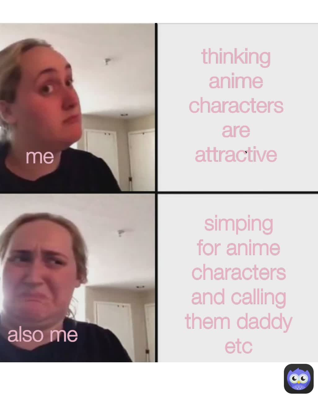 also me thinking anime characters are attractive simping for anime ...