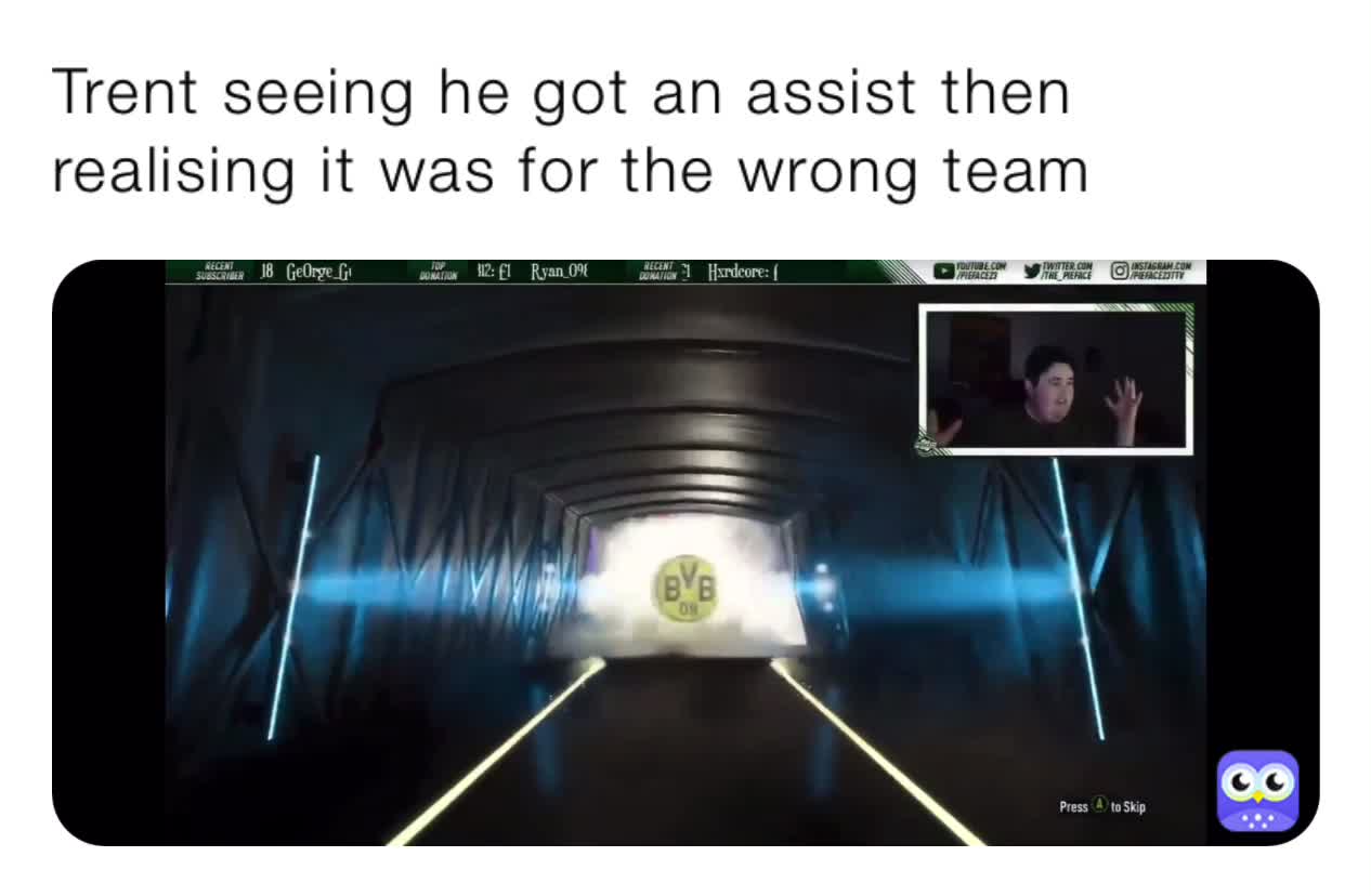 Trent seeing he got an assist then realising it was for the wrong team ...