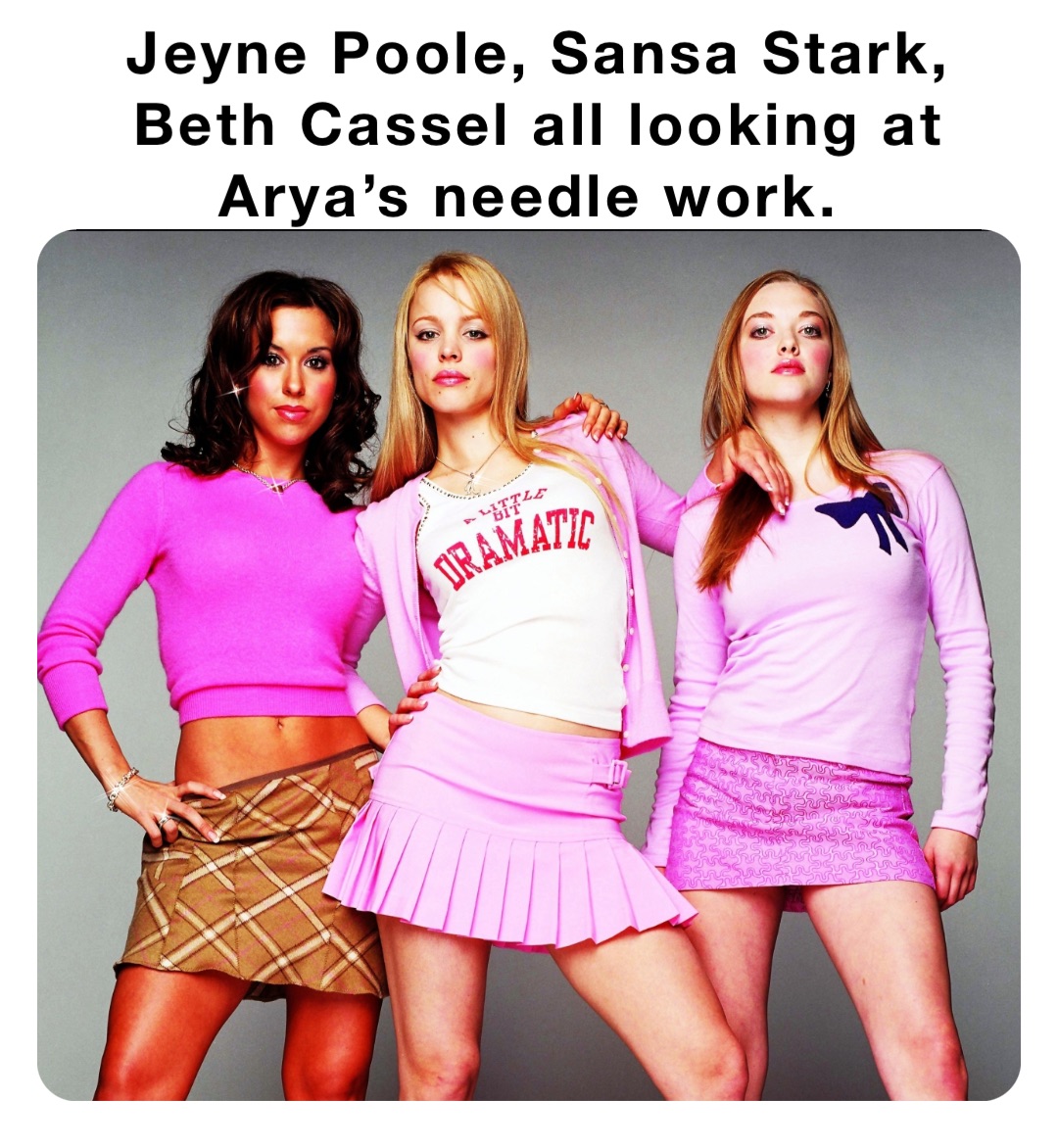 Jeyne Poole Sansa Stark Beth Cassel All Looking At Aryas Needle Work Theshymaid Memes