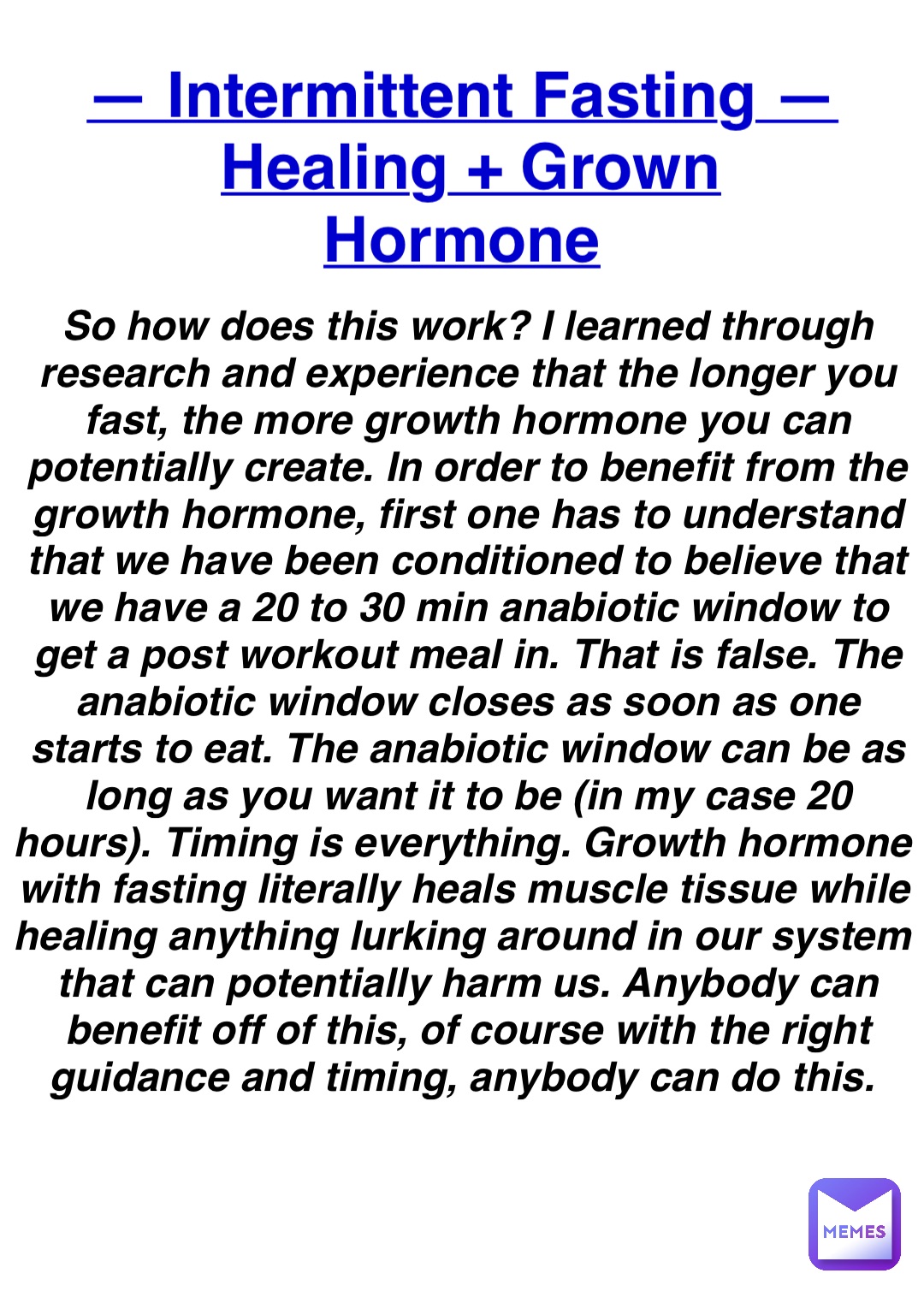 Double Tap To Edit — Intermittent Fasting — Healing Grown Hormone So