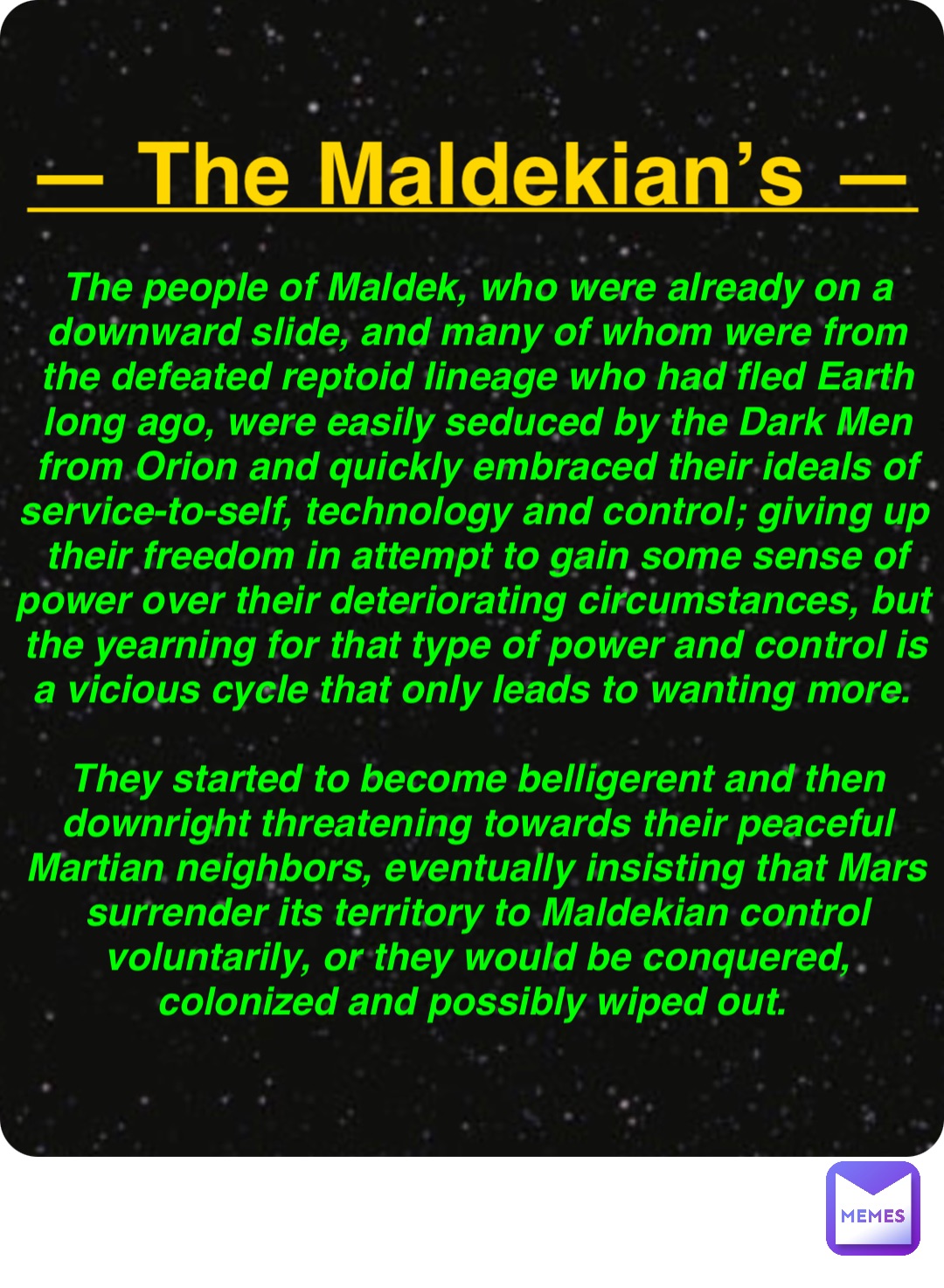 Double tap to edit — The Maldekian’s — The people of Maldek, who were ...