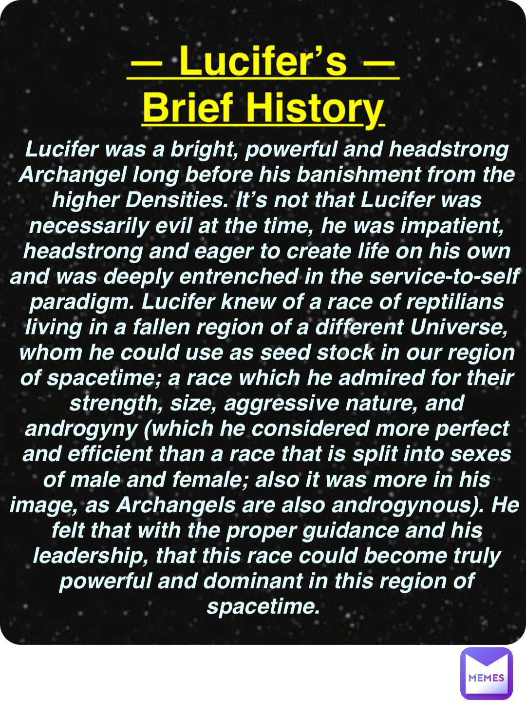 Double tap to edit — Lucifer’s — Brief History Lucifer was a bright ...