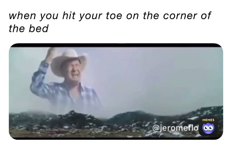 when you hit your toe on the corner of the bed | @deepcreek20 | Memes
