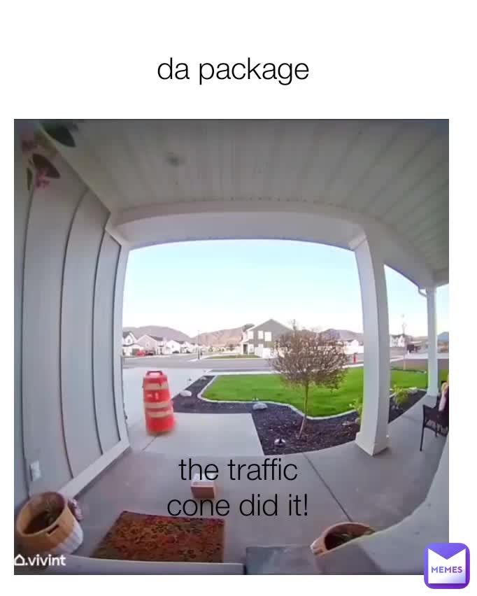 the traffic cone did it! da package | @Mr_socks | Memes