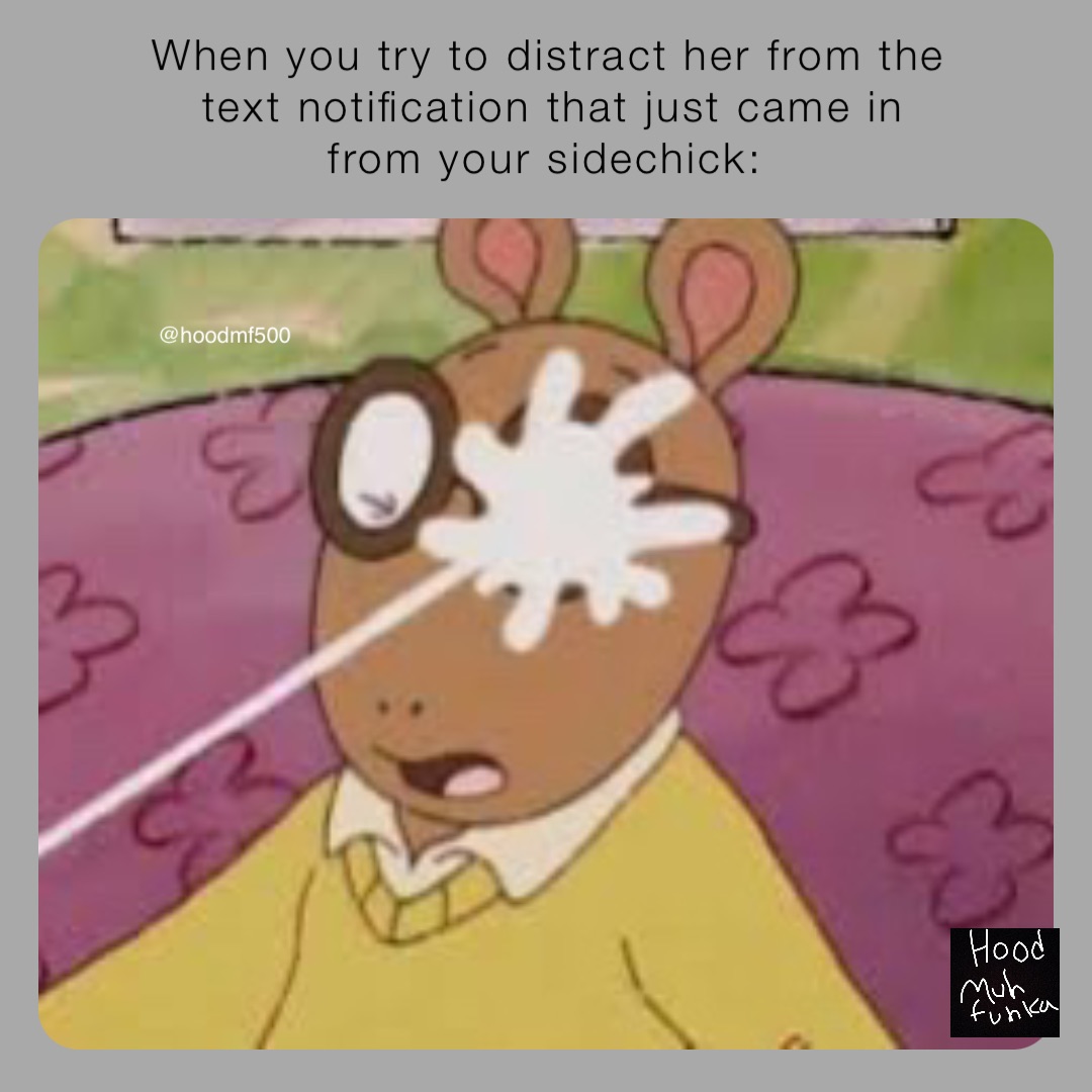 When you try to distract her from the text notification that just came ...