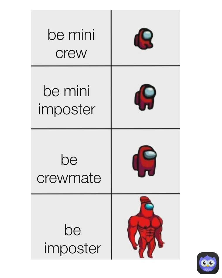 be imposter be crewmate be mini imposter be mini crew be mini imposter ...