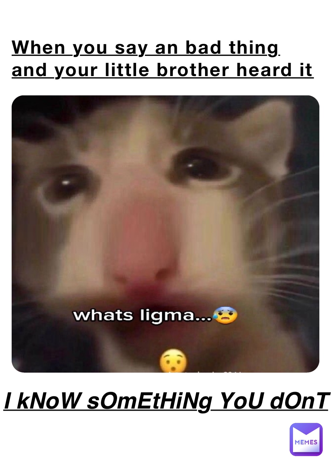 When you say an bad thing and your little brother heard it I kNoW ...