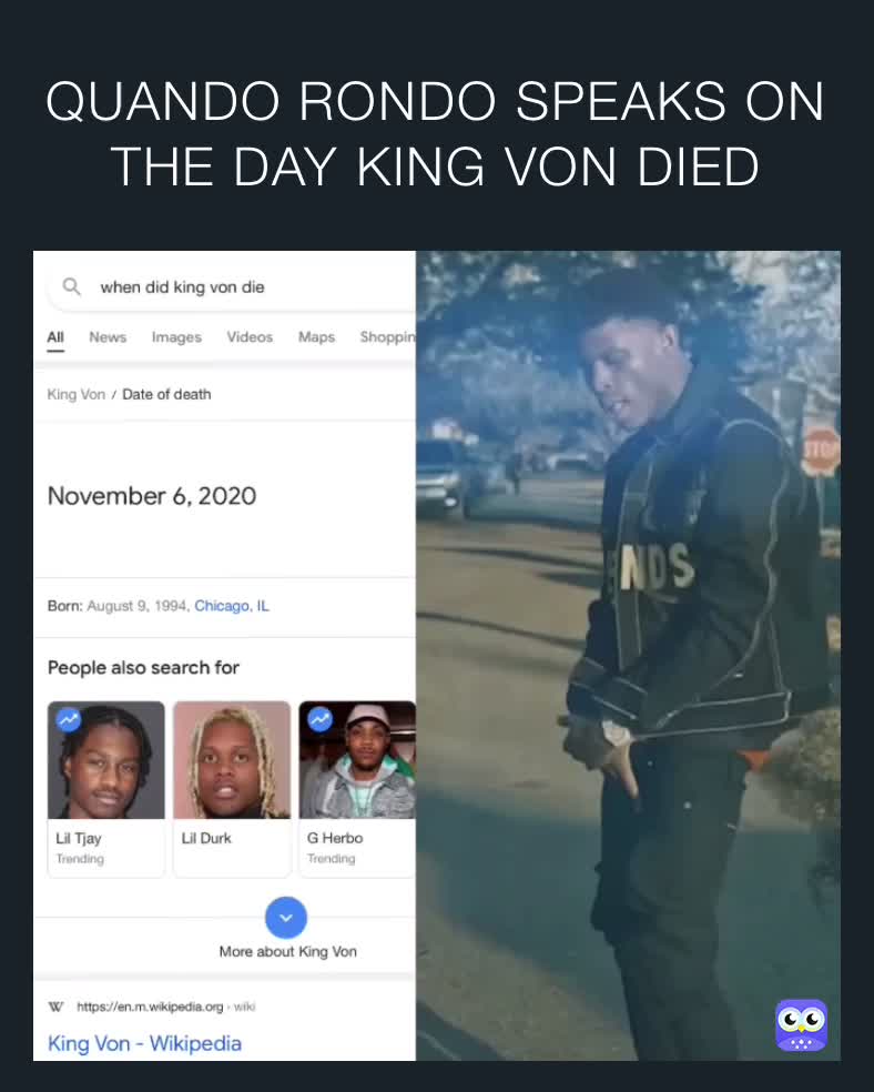 QUANDO RONDO SPEAKS ON THE DAY KING VON DIED | @gd74g4tmtt | Memes